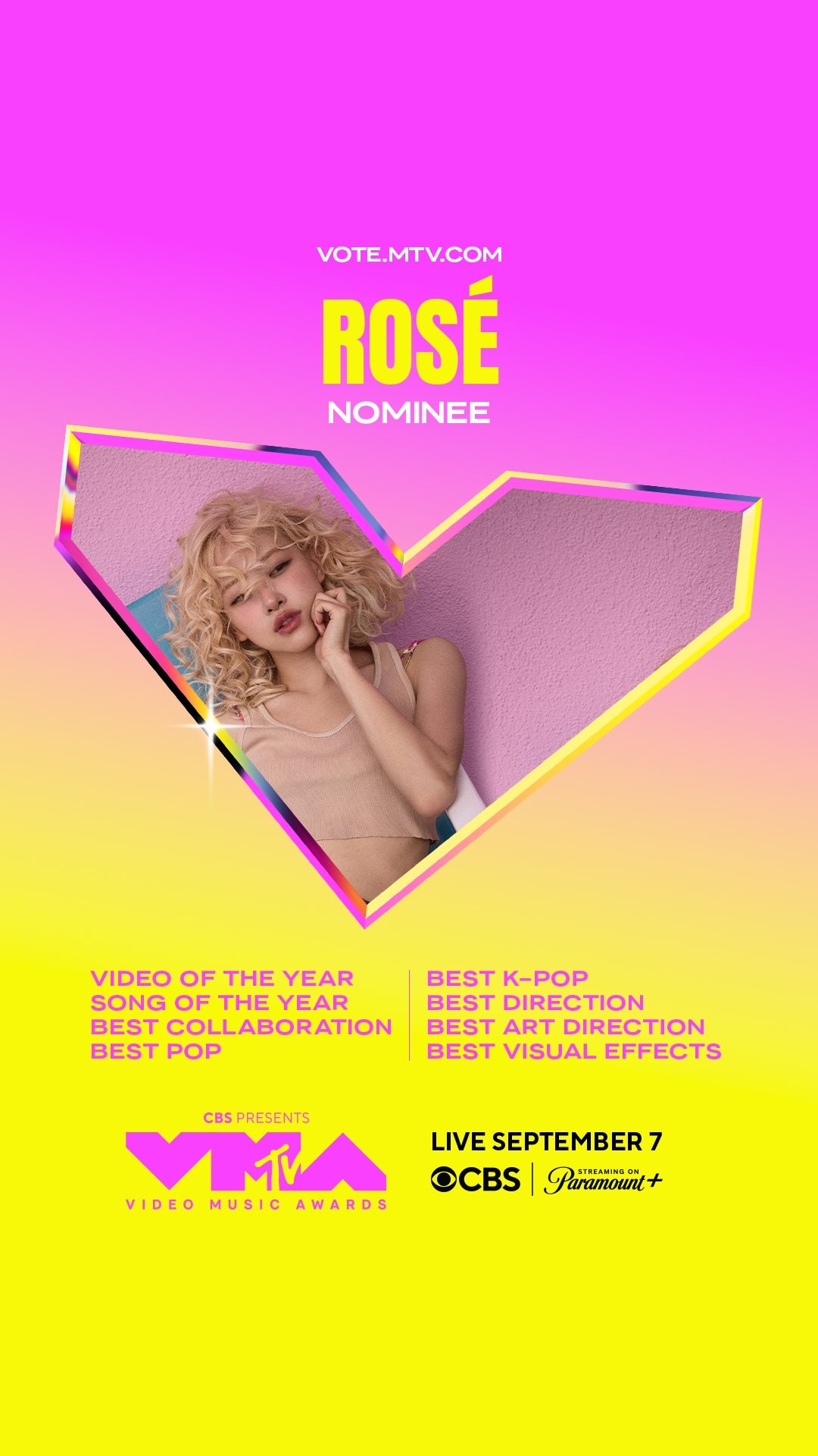 Rosé Nominated for 8 Categories at MTV VMA... Competing for Major ...
