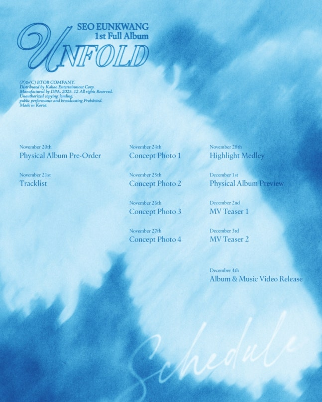 BTOB Seo Eunkwang, 'UNFOLD' Comeback Scheduler Open