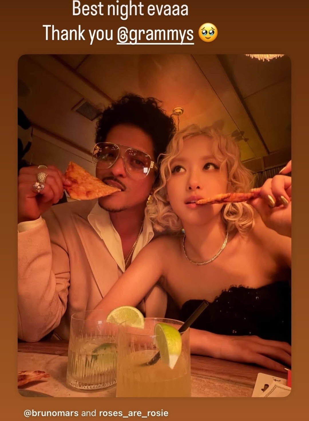 Rosé, Grammy Afterparty... Eating Pizza with Bruno Mars, "The Best ...